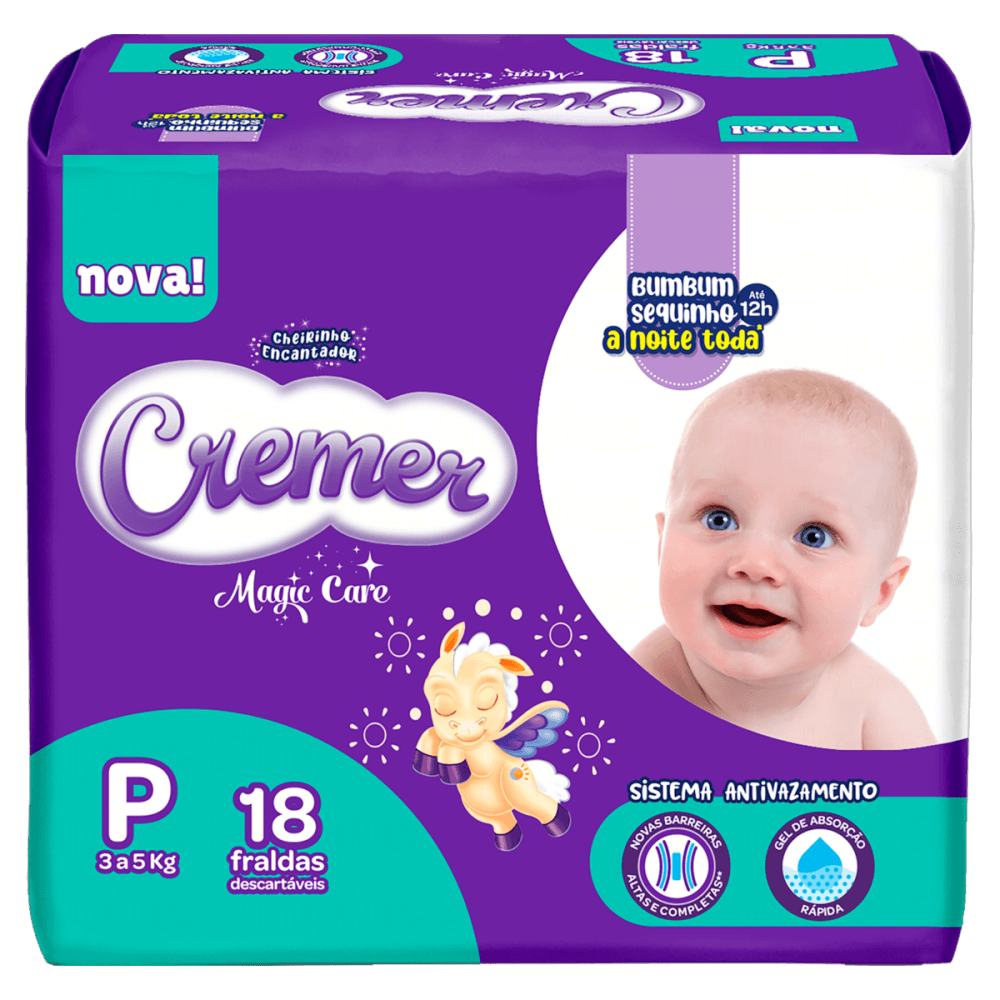 Fralda Descartável Infantil Cremer Magic Care P Pacote 18 Unidades
